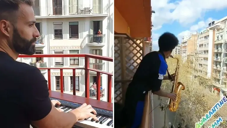 Este es el video de dos músicos en España que salieron a tocar a sus ...