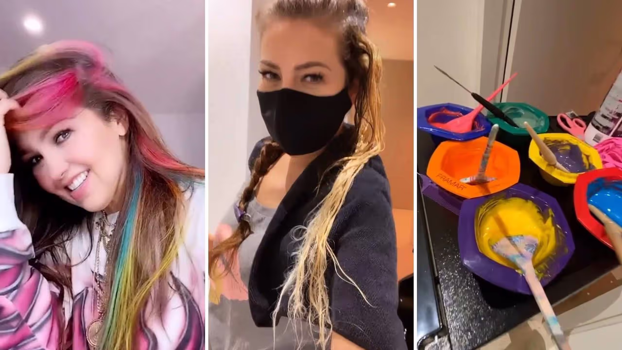 Thalía se tiñe de colores su cabello y muestra cómo fue el proceso de ...